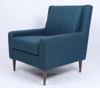 China Living Room Blue Fabric Single Armchair Sofa Wood Frame Modern Comfortable for sale