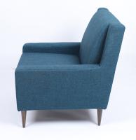China Living Room Blue Fabric Single Armchair Sofa Wood Frame Modern Comfortable for sale