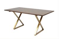 China Modern Family Iron Wooden Top MDF Dining Table Grey for sale