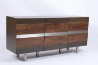 China Custom Living Room Buffet Cabinet With 3 Doors Stainless Steel Metal Base for sale