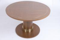 China White Oak Veneer Metal Inlay Border Dining Table Pedestal Base With Metal Collar for sale