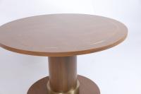 China White Oak Veneer Metal Inlay Border Dining Table Pedestal Base With Metal Collar for sale
