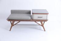 China Hotel Bedroom Upholstery Luggage Bench With Drawer Solid Wood Legs for sale