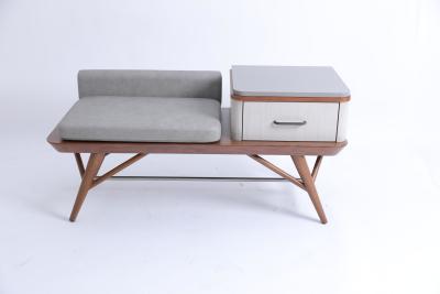 China Hotel Bedroom Upholstery Luggage Bench With Drawer Solid Wood Legs for sale