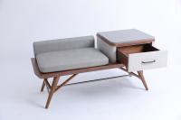 China Hotel Bedroom Upholstery Luggage Bench With Drawer Solid Wood Legs for sale