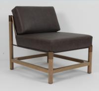 China Modern Design Solid Oak Wood Lounge Chair Hotel Bedroom With Metal Accents for sale