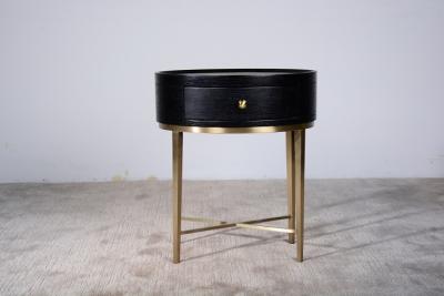 China Hot Contemporary Bedside Table Simple Generous Wooden Metal Frame for sale