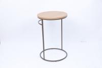 China Brown Wooden Top Living Room Coffee Table With Polished Stainless Steel Base for sale