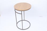China Brown Wooden Top Living Room Coffee Table With Polished Stainless Steel Base for sale