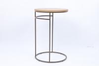 China Brown Wooden Top Living Room Coffee Table With Polished Stainless Steel Base for sale
