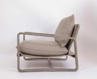 China Hotel Bedroom Solid Oak Wood Lounge Chair Stainless Steel Base for sale