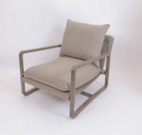 China Hotel Bedroom Solid Oak Wood Lounge Chair Stainless Steel Base for sale