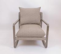 China Hotel Bedroom Solid Oak Wood Lounge Chair Stainless Steel Base for sale