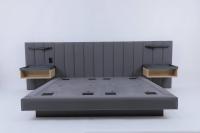 China Hotel Bedroom Furniture Sets King Bed With Headboard Mounted Night Stand for sale