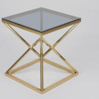 China Hotel Side Table With Golden Polished SS Finish & Tempered Glass Top for sale