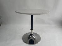 China Space Swan White Marble Top Round Small Cocktail Table With stainless steel Base for sale