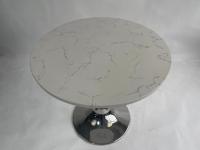 China Space Swan White Marble Top Round Small Cocktail Table With stainless steel Base for sale