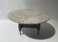 China Customized Living Room Coffee Table With Brushed Brass Metal Base Marble Top‎ for sale