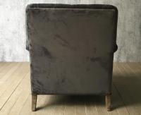 China Single Person Button Tufted Sofa Classic Velvet With Casters / Light Natural Finish for sale