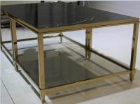 China Metal Frame Living Room Coffee Table Black Contemporary Stone Top Side Table for sale