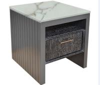 China Stone Top Night Stands Oak Wood For Hotel Bedroom , Metal Brushed Handle for sale