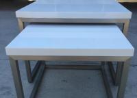 China Elegant Brushed Modern Furniture Coffee Table Durable Square Glass Top Table for sale