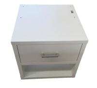 China PU Finish Tall Bedside Tables With Drawers / White Narrow Tall Nightstand for sale
