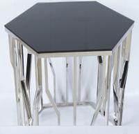 China Professional Custom Black Glass Top End Tables Hospitality Case Goods W50 * H55CM for sale
