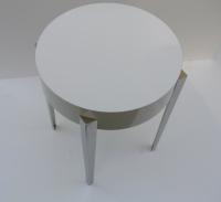 China Wooden Top Round Metal Side Table For Coffee Shop , Wood Top End Tables for sale