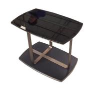China Tempered Glass Top Metal Frame End Table 10mm Thick For Hotel Modern Style for sale