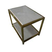 China White Stone Top Living Spaces Coffee Table Furniture , Fully Assambled Oak Bedside Tables for sale
