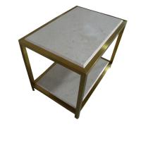 China White Stone Top Living Spaces Coffee Table Furniture , Fully Assambled Oak Bedside Tables for sale