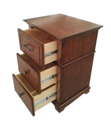 China 3 Drawer Hotel Bedside Tables For Bedroom Furniture , Walnut Veneer for sale
