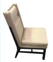 China Leather Beige Color Upholstered Dining Chairs With Black Legs / High Denisty Foam for sale