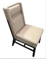 China Leather Beige Color Upholstered Dining Chairs With Black Legs / High Denisty Foam for sale
