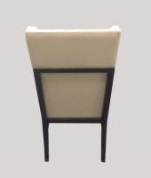 China Leather Beige Color Upholstered Dining Chairs With Black Legs / High Denisty Foam for sale