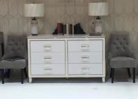 China White High Gloss Hotel Room Dresser 6 Drawers With Metal Strip , PU Lacquer Paint for sale