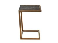 China ISO Wood Living Room Coffee Table Bronze C Shaped Side Table Oak Veneer for sale