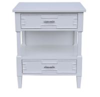 China Custom Two Drawer White Night Tables For Bedroom Soft Closing Glides for sale
