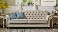 China 3 Seater Lobby American Style Sofa , 24'' Arm Twin Sleeper Sofa Birch Wood for sale