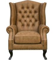 China Leisure Leather Upholstered Living Room Couches Antique Style 24'' Arm Height for sale