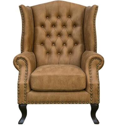 China Leisure Leather Upholstered Living Room Couches Antique Style 24'' Arm Height for sale