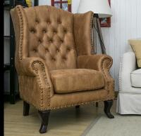 China Leisure Leather Upholstered Living Room Couches Antique Style 24'' Arm Height for sale