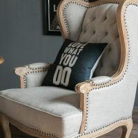 China European Rustic Wooden Leisure Chair For Bedroom , Antique Upholstered Armchairs for sale
