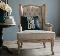 China European Rustic Wooden Leisure Chair For Bedroom , Antique Upholstered Armchairs for sale