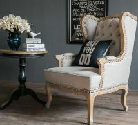 China European Rustic Wooden Leisure Chair For Bedroom , Antique Upholstered Armchairs for sale