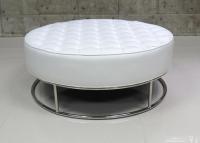 China Round Leather Ottoman Storage Box Stainless Steel Base With Fully Assambled for sale