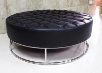 China Round Leather Ottoman Storage Box Stainless Steel Base With Fully Assambled for sale