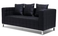 China Metal Base 18 Inch Living Room Couches Black Leather With High Density Foam for sale