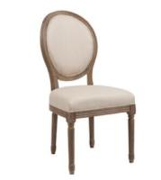 China Stackable French Furniture Dining Room Chairs , Linen Fabric Solid Wood Dining Chairs for sale